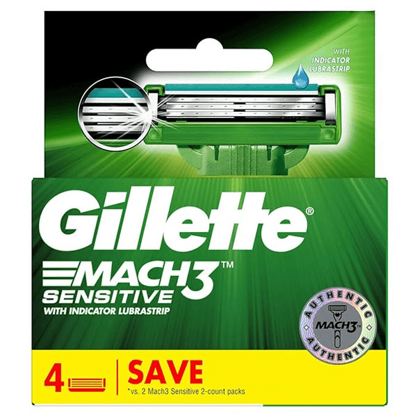 Gillette Mach3 Sensitive Razor Blades – Pack Of 4 Cartridges | Smooth ...