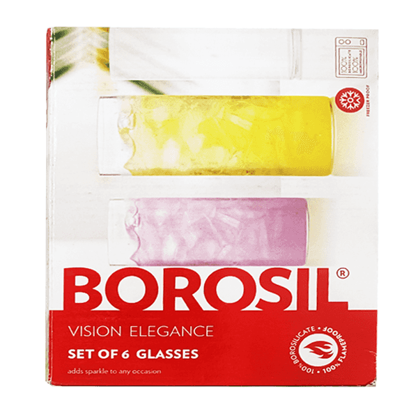 Borosil Vision Elegance Glasses 270 Ml - Set Of 6 | Stylish Drinkware