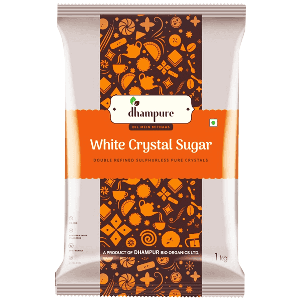 Dhampure White Crystal Sulphurless Sugar 1 Kg - Pure Sweetness