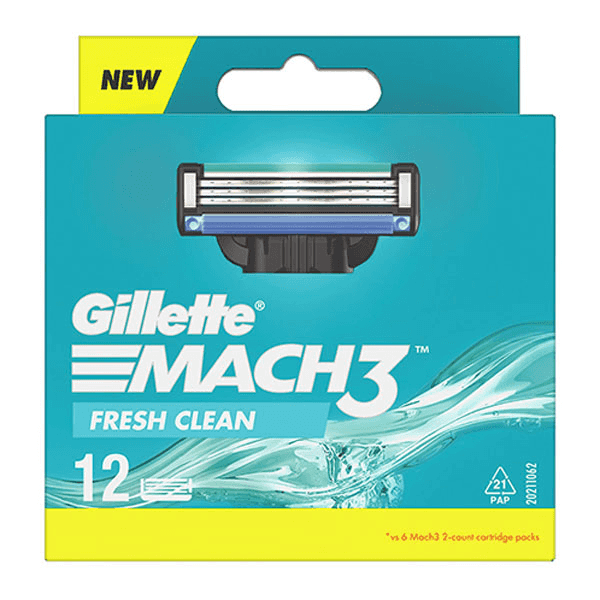 Gillette Mach3 Fresh Clean 12 Cartridges – Long-Lasting Shave