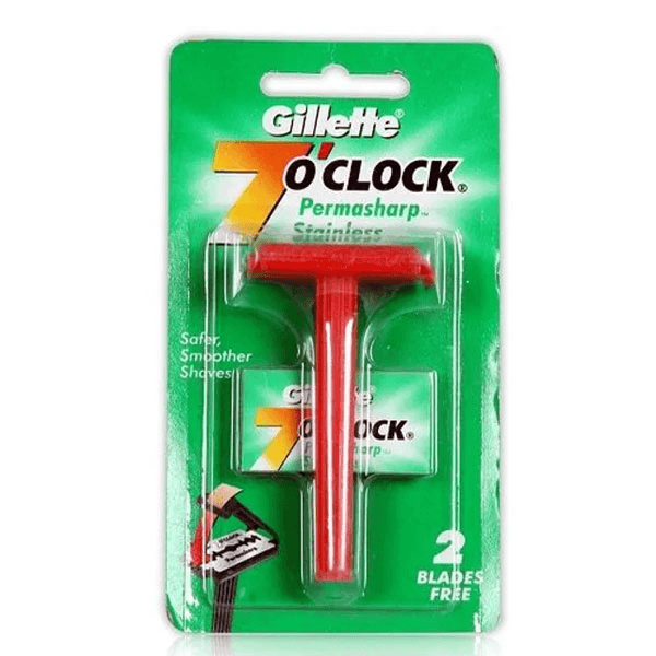 Gillette 7 O'Clock Permasharp Stainless Razor 1 Razor,2 Blades