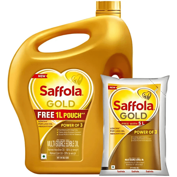 Saffola Gold Multi-Source Edible Oil - Healthy Choice | 5L + 1L Free