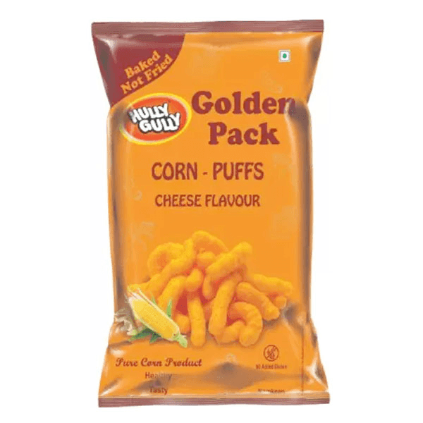 Hully Gully Golden Pack Cheese Flavour Corn Puffs | Tasty Snack