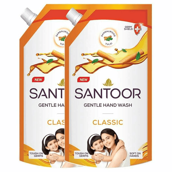 Santoor Classic Gentle Hand Wash 650 Ml (1+1) | Soft Skin