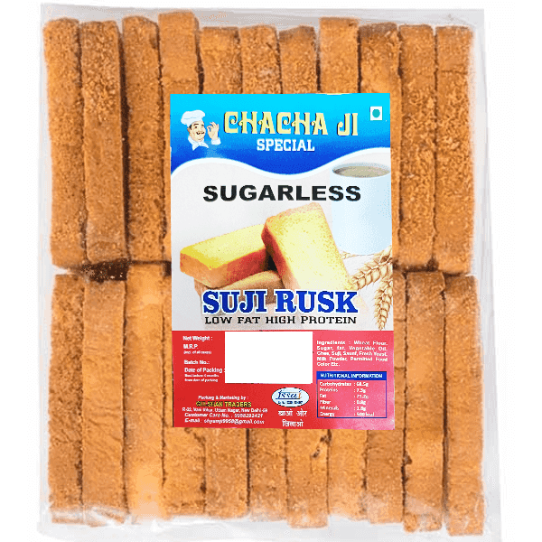 Chacha Ji Special Sugarless Suji Rusk 400g – Healthy, Crunchy Snack