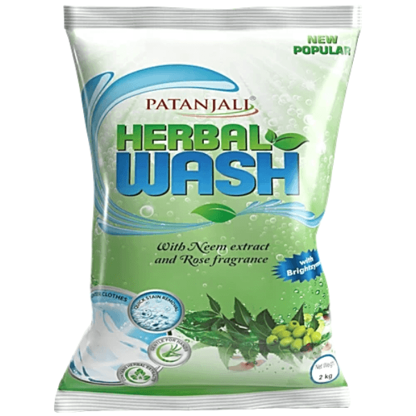 Patanjali Herbal Wash Detergent Powder 2kg | Neem & Rose Fresh