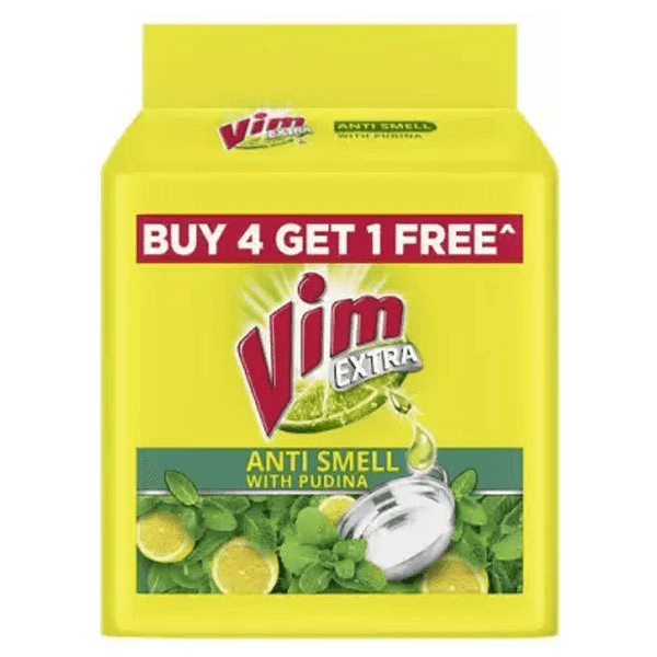 Vim Extra Anti Smell With Pudina Dishwash Bar Set 5*200 Gm