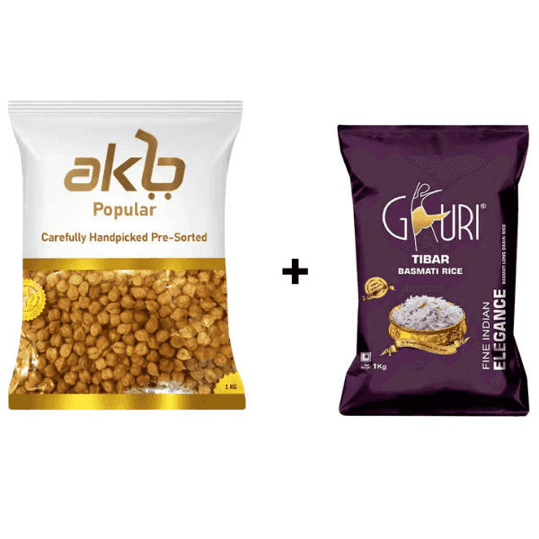 Combo Pack-Black Chana 1 Kg + Gauri Tibar Basmati Rice 1 Kg