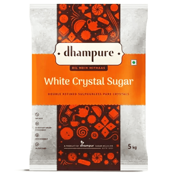 Dhampure White Crystal Sulphurless Sugar 5 Kg - Pure Sweetness