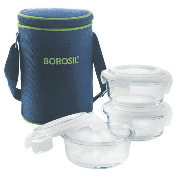 Borosil Microwavable Glass Lunch Box Set - Safe & Durable