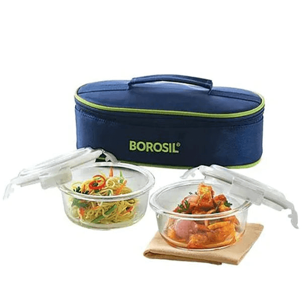 Borosil 400 Ml Microwavable Glass Lunch Box Set | Durable & Safe